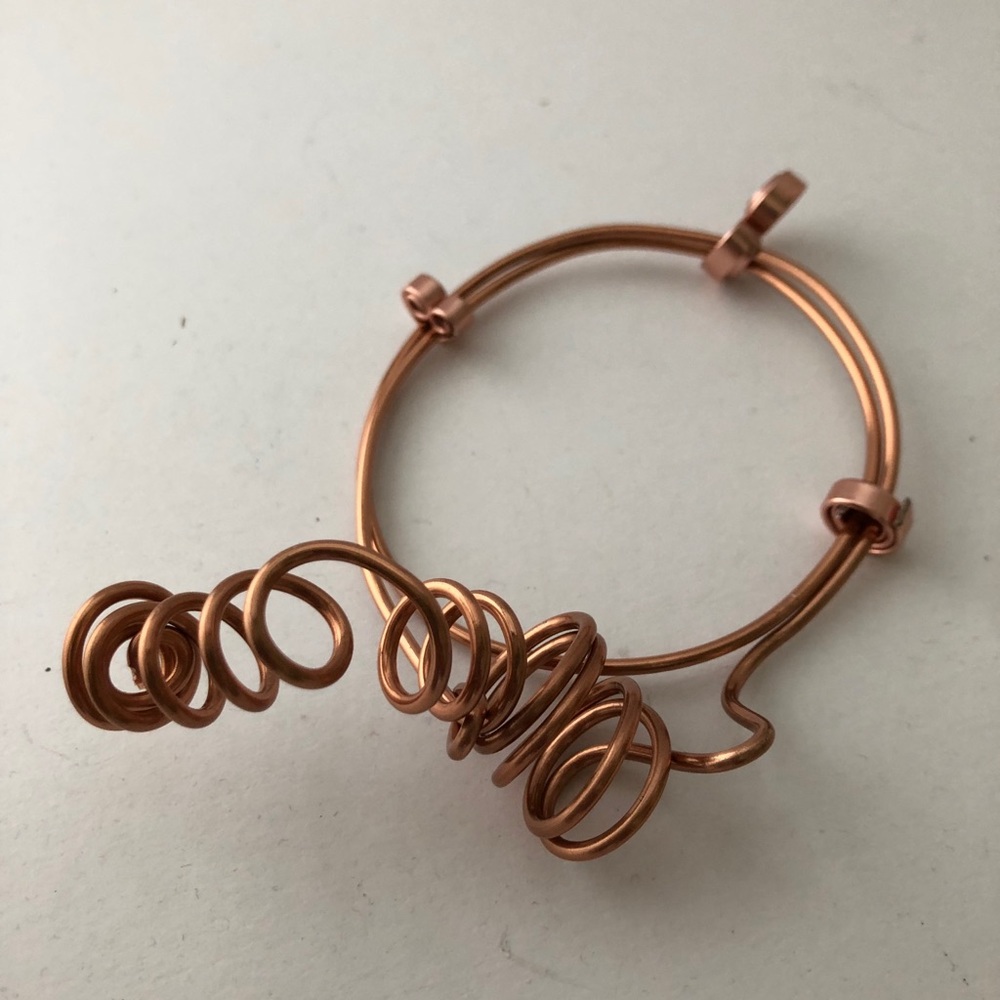 Copper Wire Multi Curly Cue Bangle - Gem